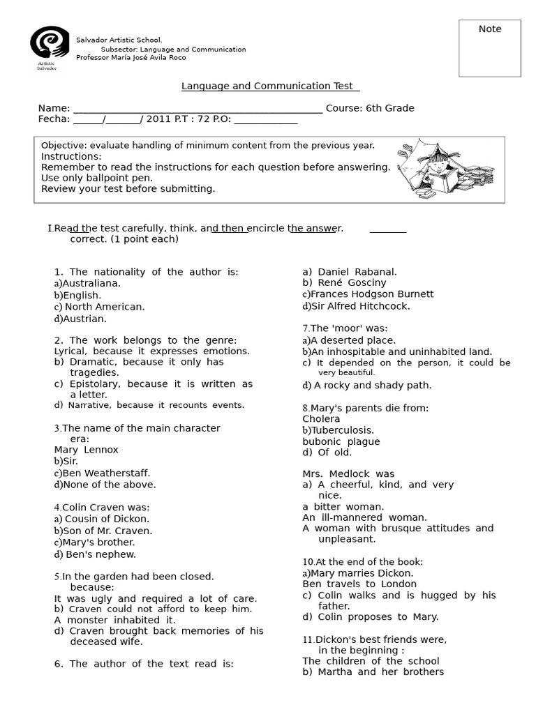 Evaluation The Secret Garden | PDF | The Secret Garden