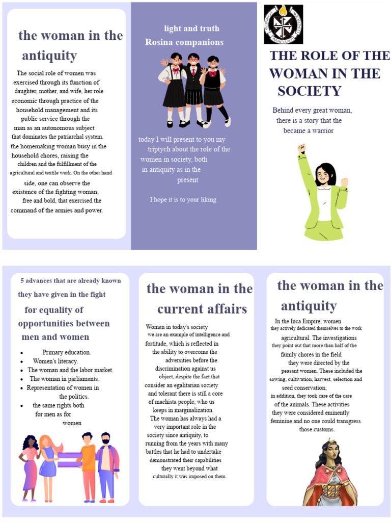 Brochure Role of Women in Society | PDF | Gender Role | Woman