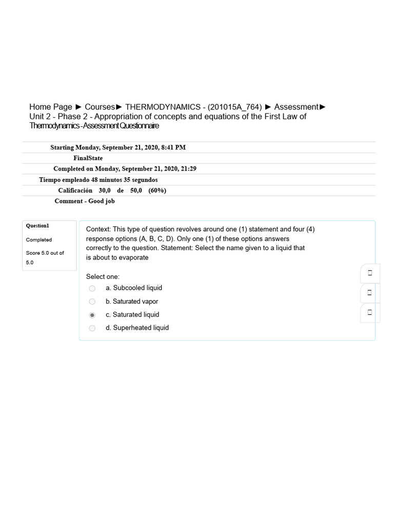 Unit 2 - Phase 2 - Appropriation of Concepts and Equations of The First Law of Thermodynamics ...