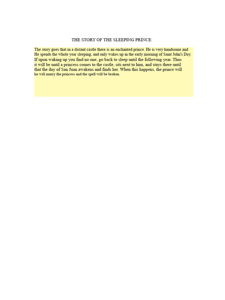 The Tale of The Sleeping Prince | PDF