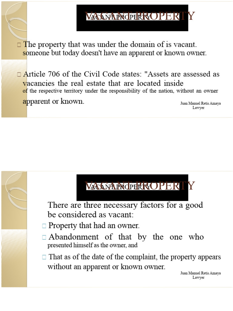 Vacant Properties, Uncultivated and Unused 2 | PDF | Property | Private Law