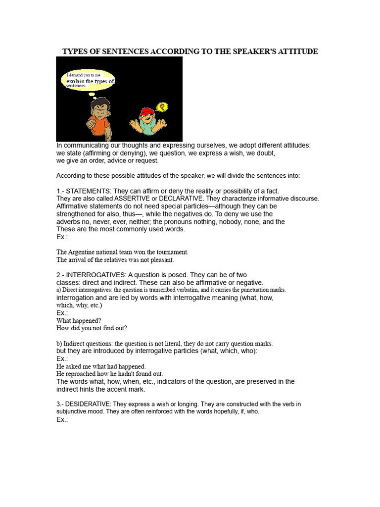 Classes of Sentences According to the Speaker's Attitude | PDF | Stress ...