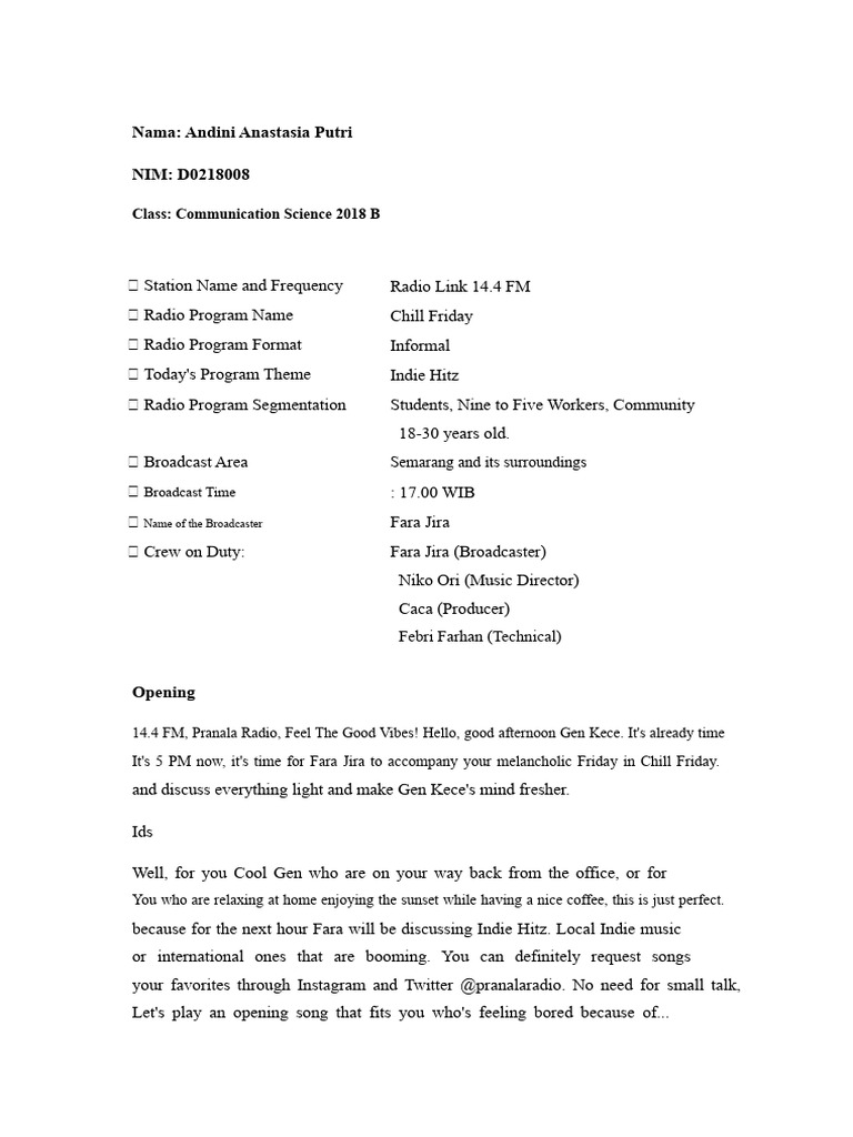 Chill Friday Indie Music Program Guide | PDF | Electromagnetic Spectrum ...