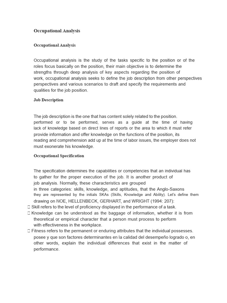 Comprehensive Guide to Occupational Analysis | PDF | Academic Degree ...