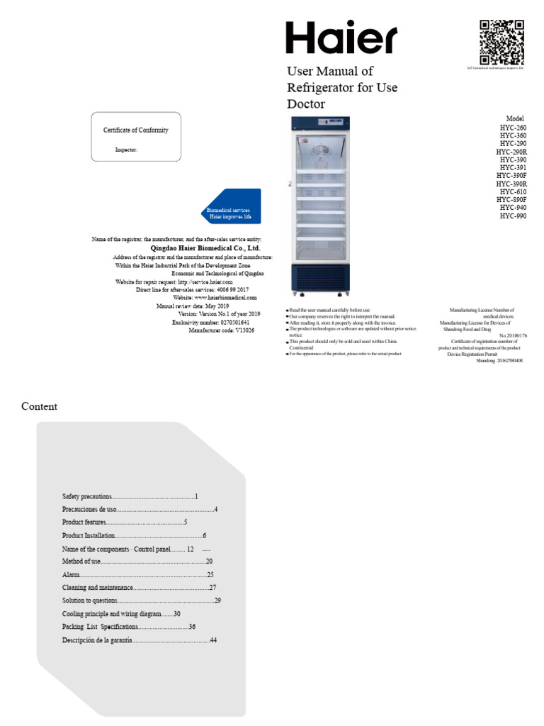 User Manual Display Cases HYC - Spanish | PDF | Refrigerator | Humidity