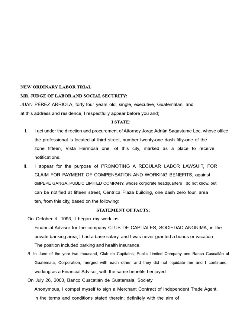 Labor Complaint Memorandum | PDF | Employment | Lawsuit