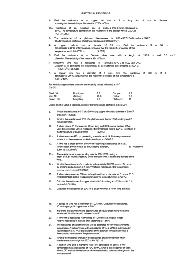 electrical resistance | PDF | Electrical Conductor | Resistor