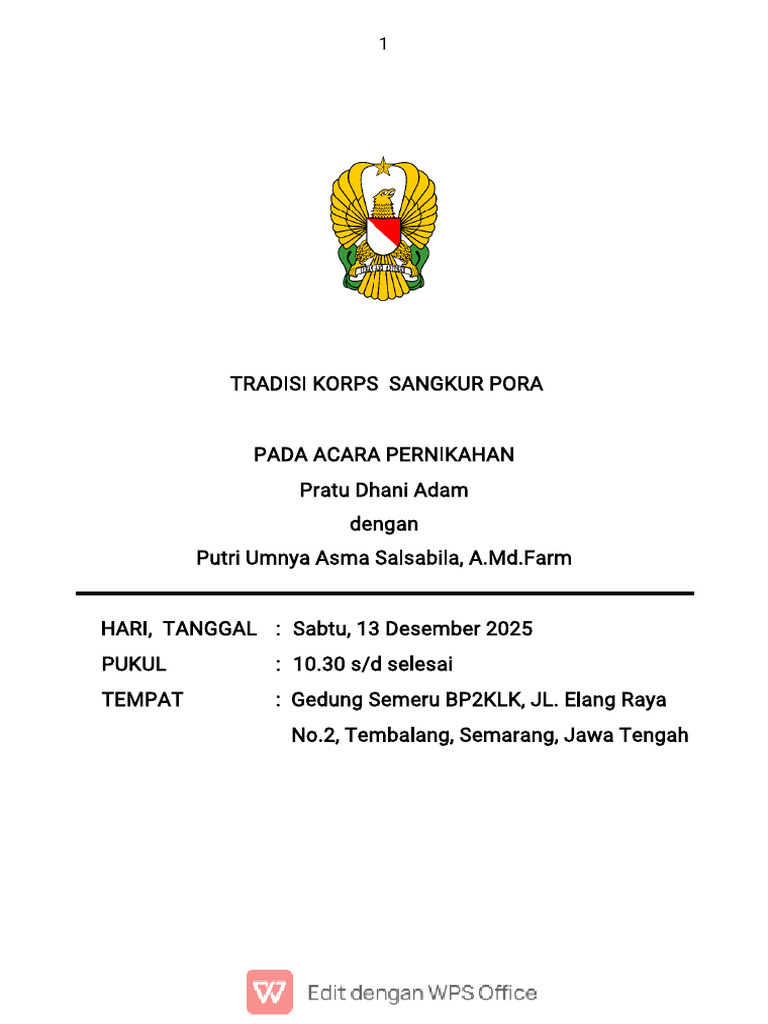 Tradisi Korps Sangkur Pora Pernikahan | PDF