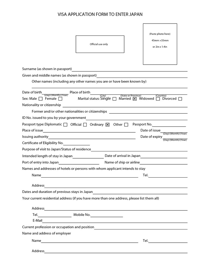Form Filled Japan Vikash | PDF | Travel Visa | Passport