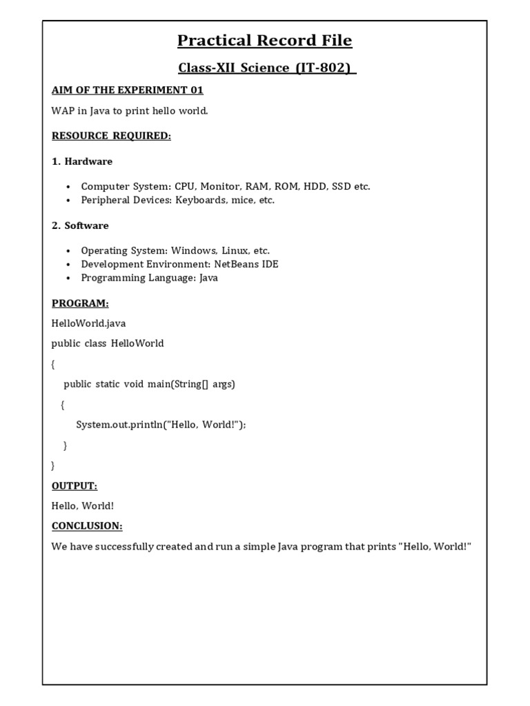 Practical Record File Class Xii (IT) | PDF | Operating System ...