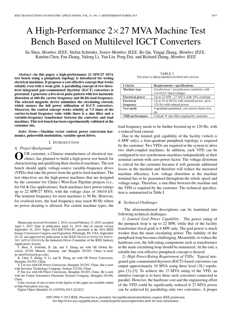 A High-Performance 227 MVA Machine Test Bench Based On Multilevel IGCT ...