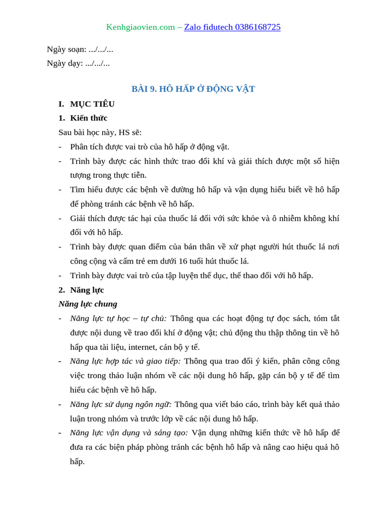 Kenhgiaovien b9 Ho Hap o DV | PDF
