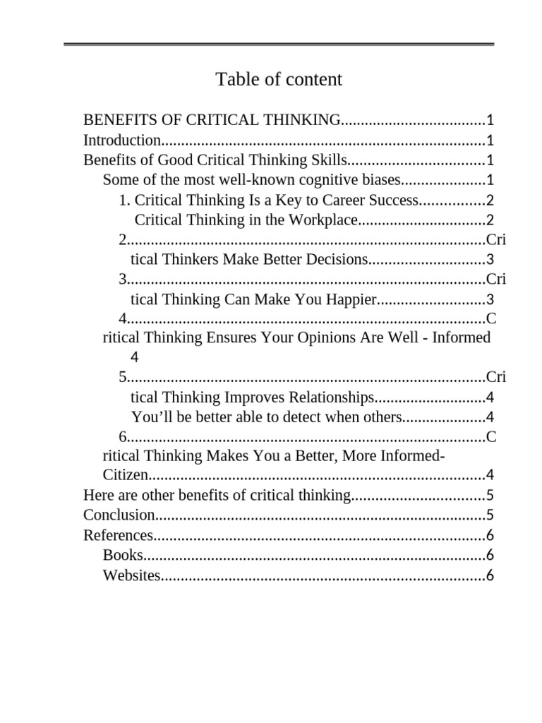 Benefits of Critical Thinking Group 7 | PDF | Critical Thinking | Thought