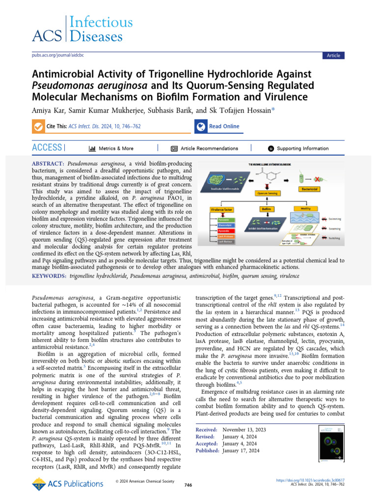 Antimicrobial Activity of Trigonelline Hydrochloride Against ...