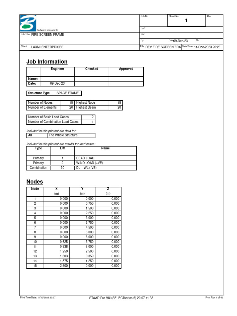 03 Staad Design Report.11.12.23 | PDF | Beam (Structure) | Mechanics