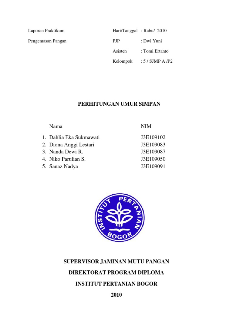 UMUR SIMPAN PRODUK PANGAN DENGAN METODE ARRHENIUS | PDF