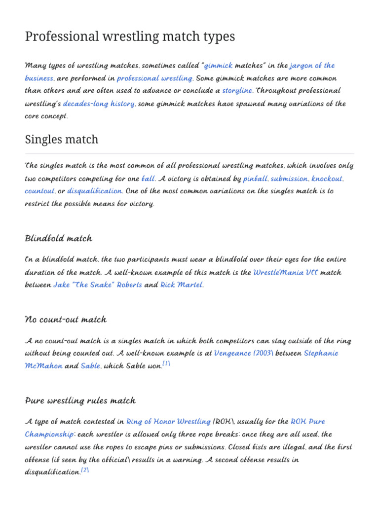 Professional Wrestling Match Types - Wikipedia | PDF | Professional ...