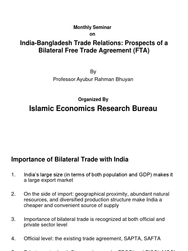India Bangladesh Trade Relations | PDF | Tariff | Non Tariff Barriers ...