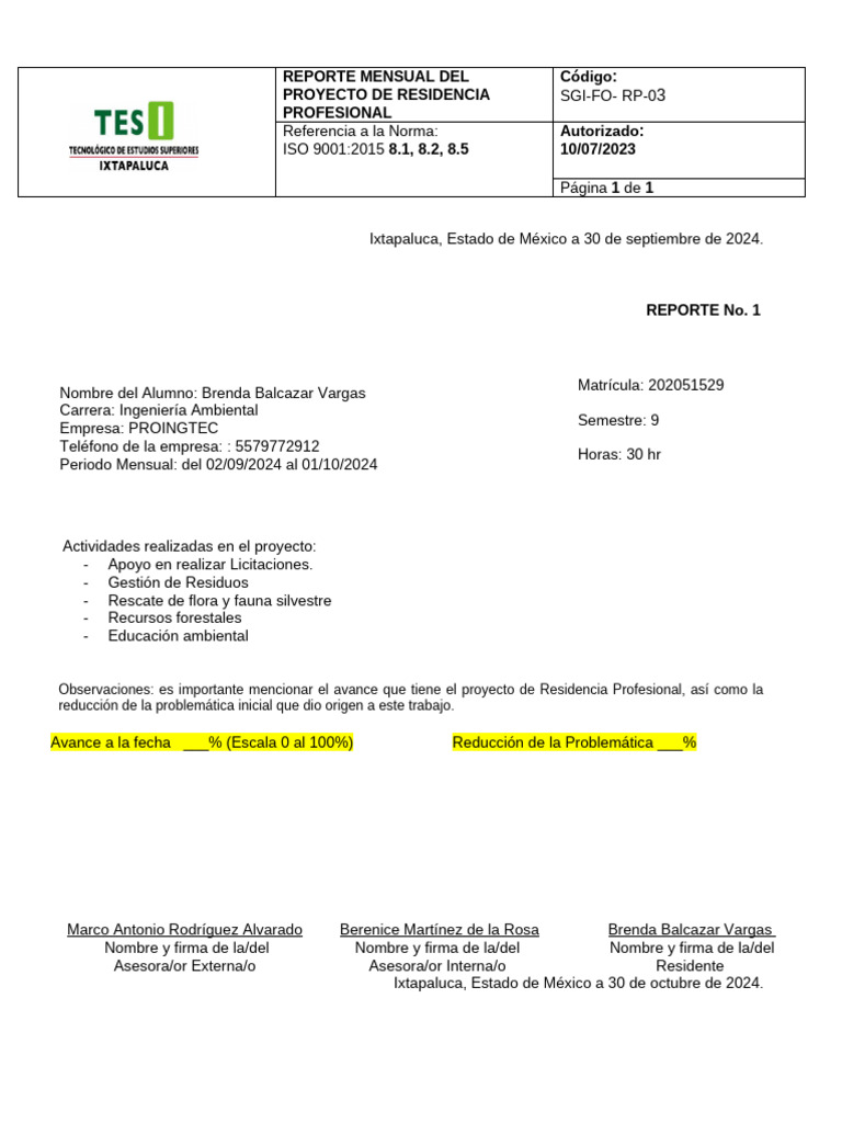 Reporte Mensual (2) - 1 | PDF | Entorno natural