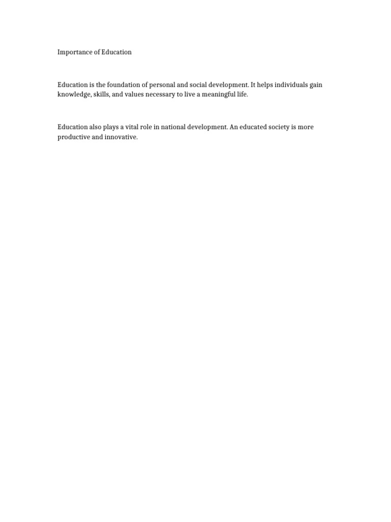 Document 1 Importance of Education | PDF