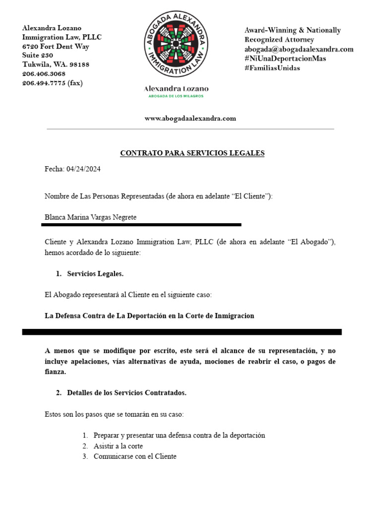 Removal Defense - Blanca Marina Vargas Negrete - Spanish | PDF ...