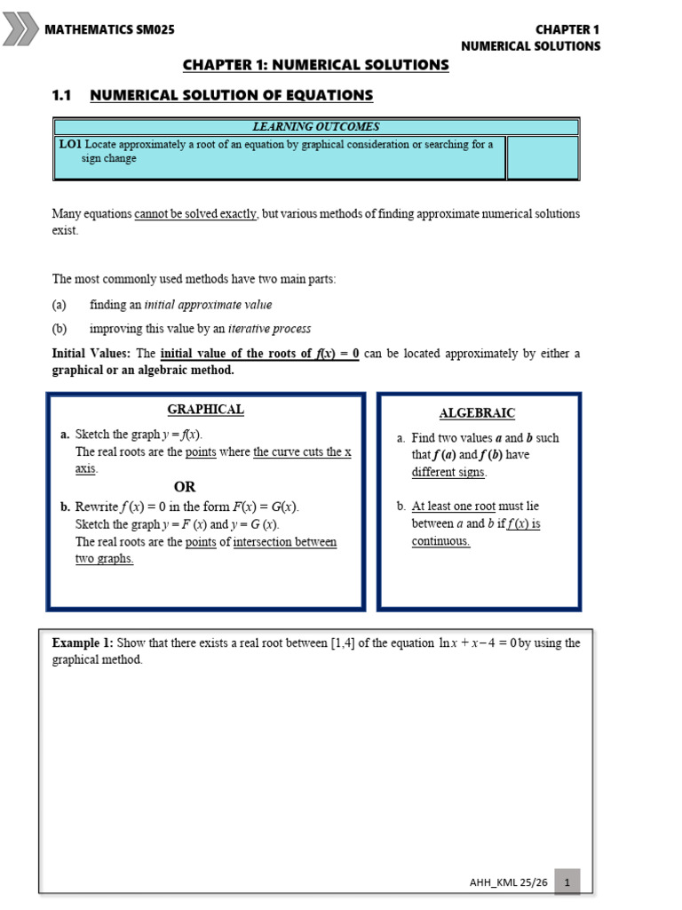1 Numerical Solutions | PDF | Numerical Analysis | Elementary Mathematics