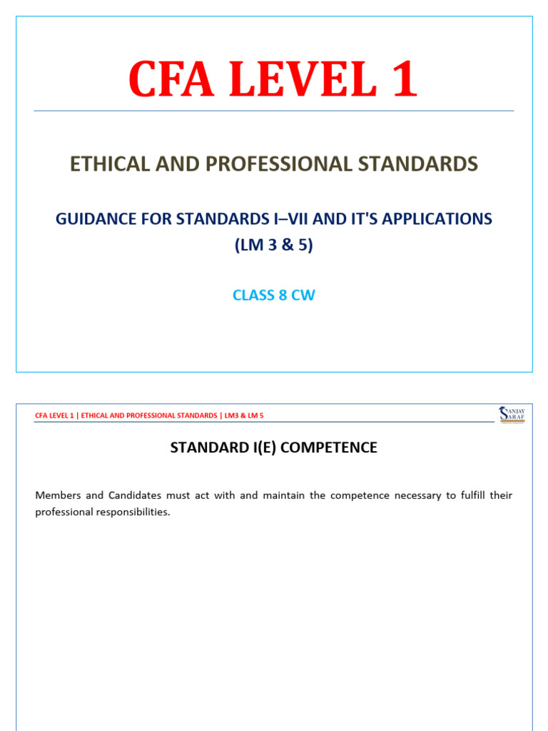 Cfa Level 1: Ethical and Professional Standards | PDF | Leadership ...