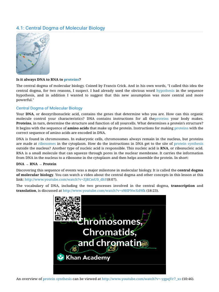 4.1_ Central Dogma of Molecular Biology - Biology LibreTexts | PDF