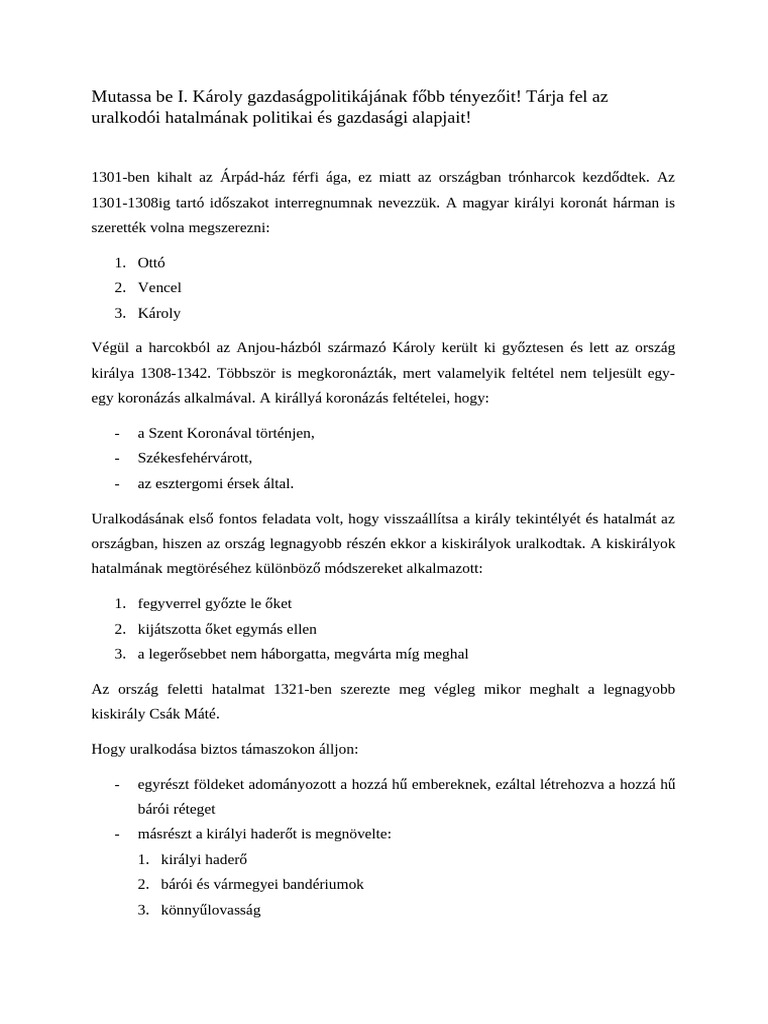 I. Károly Uralkodása | PDF