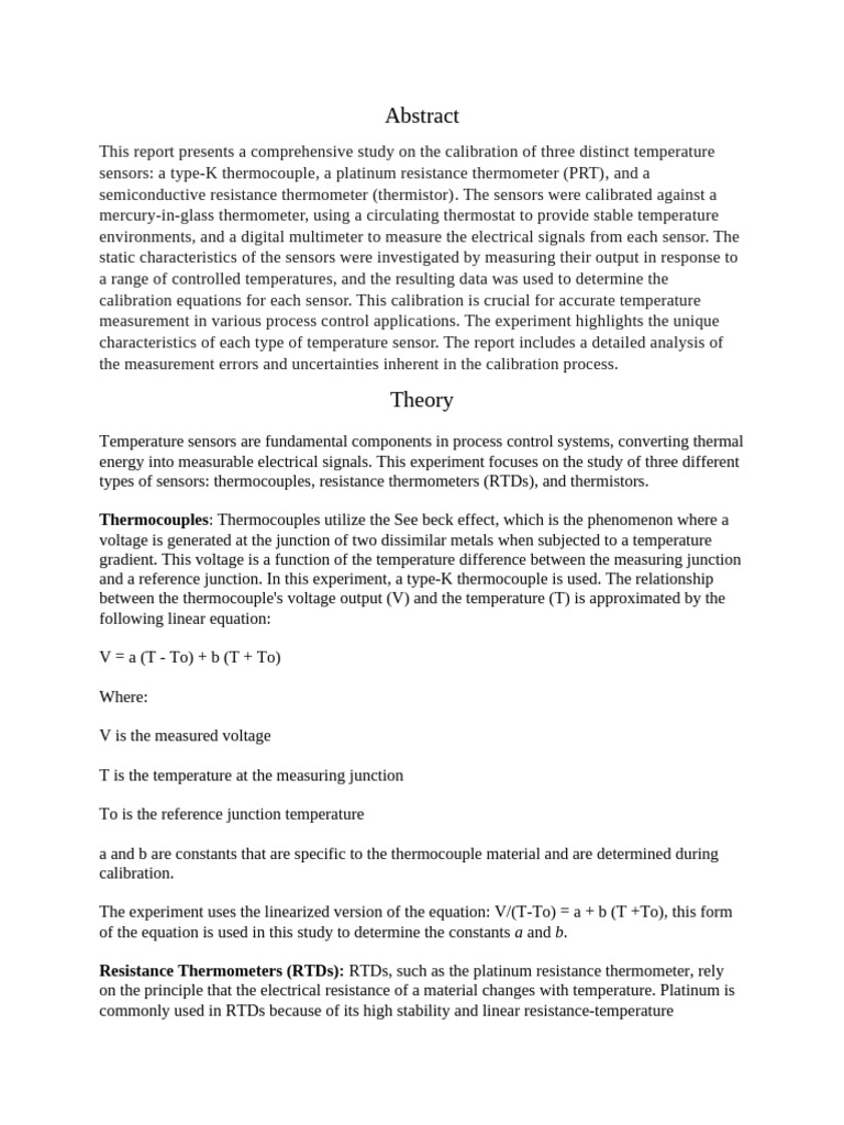 Process Lab (Temperature Sensors) | PDF | Thermocouple | Thermometer