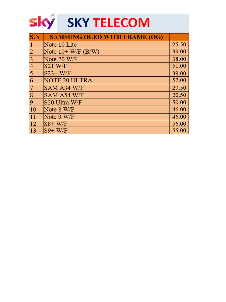 Sky Models Price List 16 NOVEMBER | PDF | Ios | I Phone
