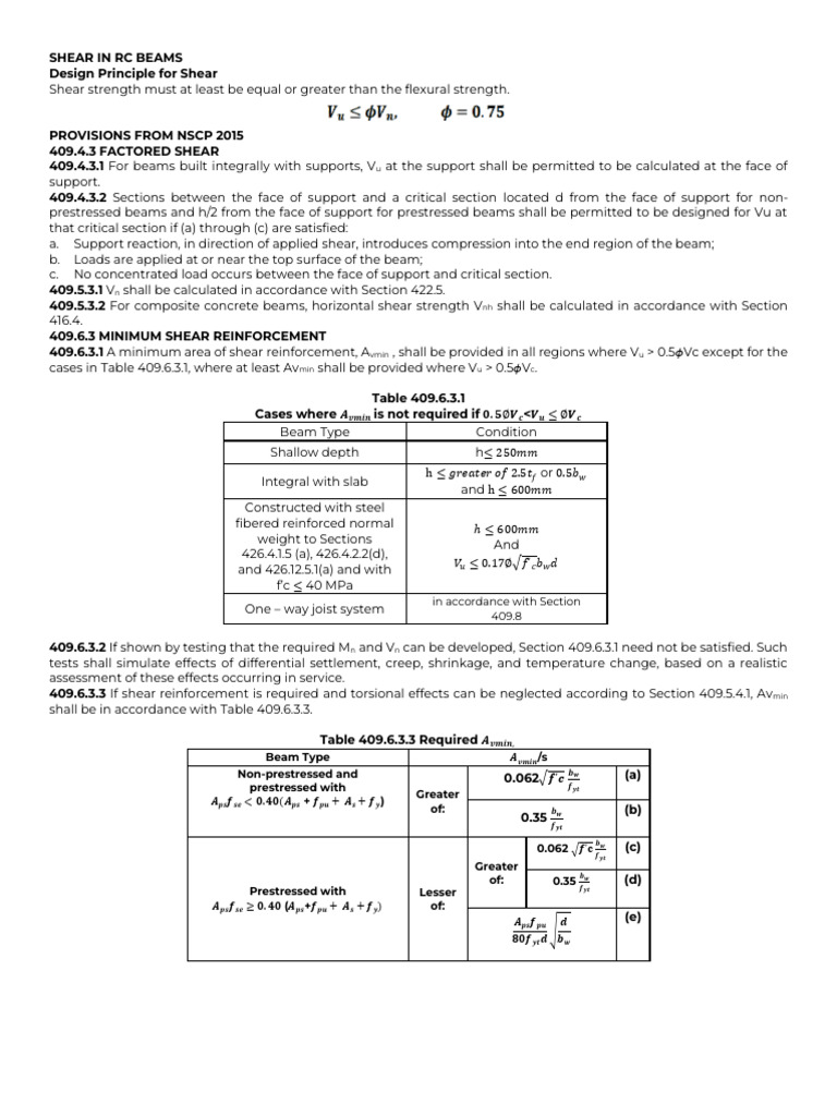 Shear Design Guidelines for RC Beams | PDF | Beam (Structure) | Bending