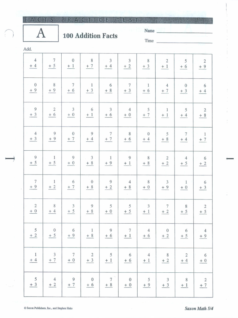 grade-4-math-facts-speed-drills | PDF