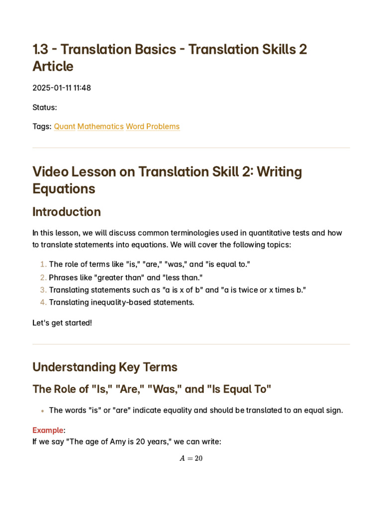 1.3 - Translation Basics - Translation Skills 2 Article | PDF | Mathematics