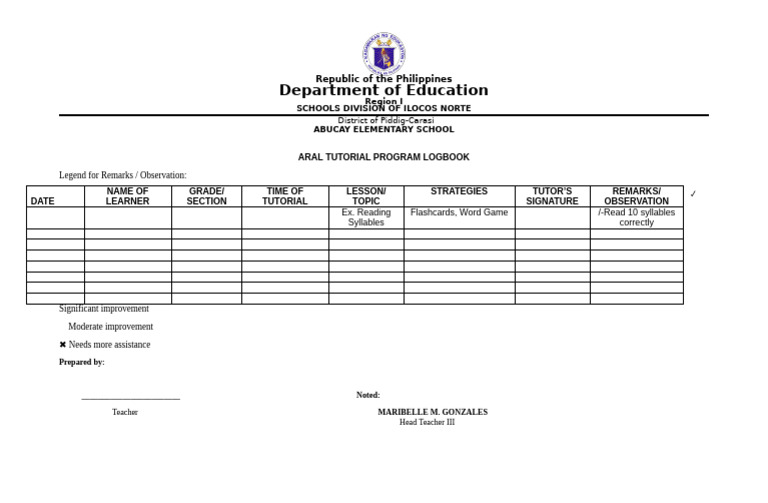 Aral Tutorial Program Logbook | PDF