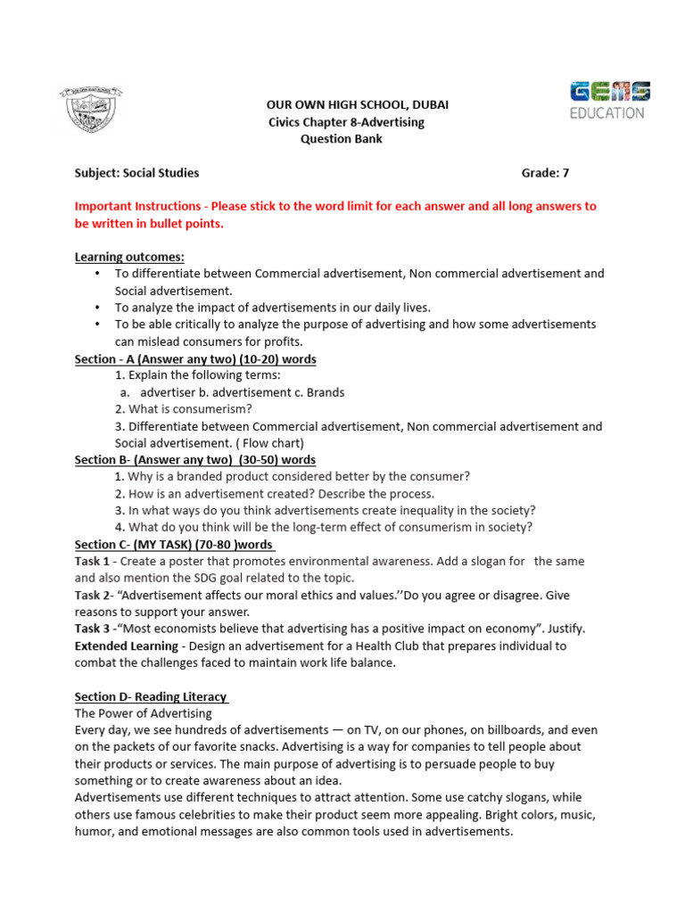 Advertising Impact on Society: Grade 7 Guide | PDF | Advertising ...