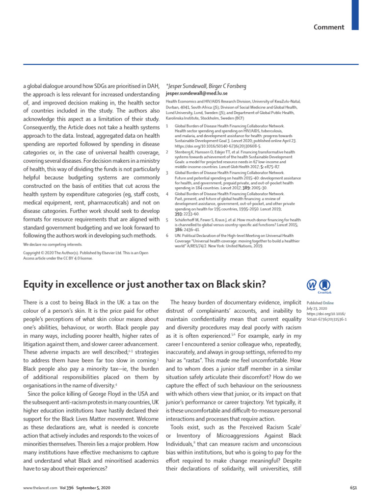 Equity in Excellence or Just Another Tax On Black | PDF | Global Health