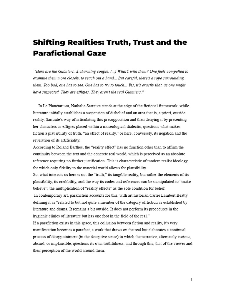 Parafiction: Blurring Reality and Truth | PDF | Truth | Narrative
