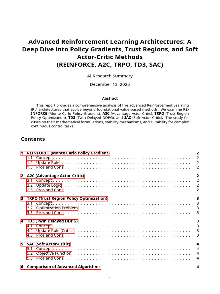 Advanced RL Architectures Policy Gradients Actor-Critic | PDF | Applied ...
