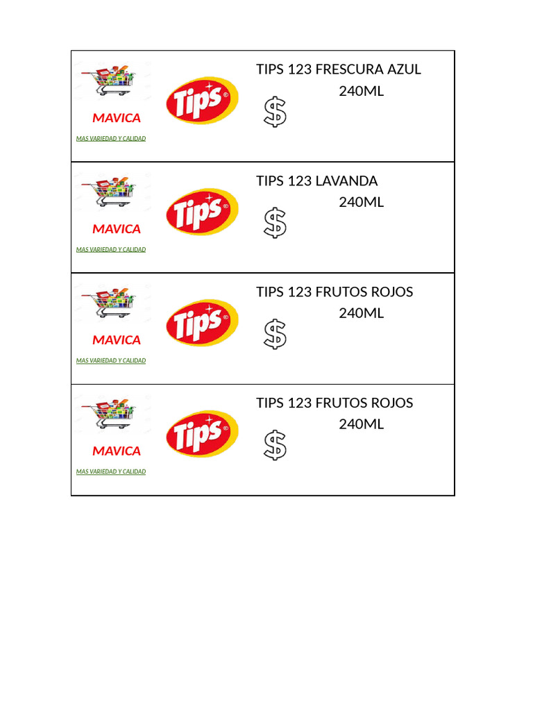Tips 123 Frescura Azul Mm240ml | PDF