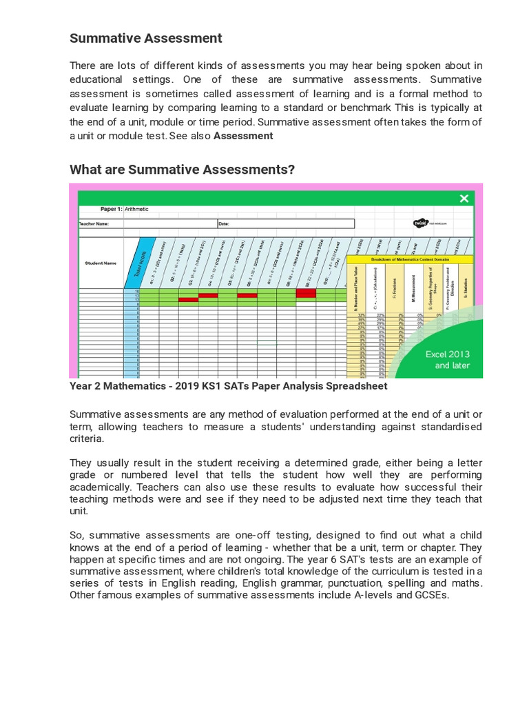 What is Summative Assessment_ - Answered - Twinkl Teaching Wiki | PDF ...