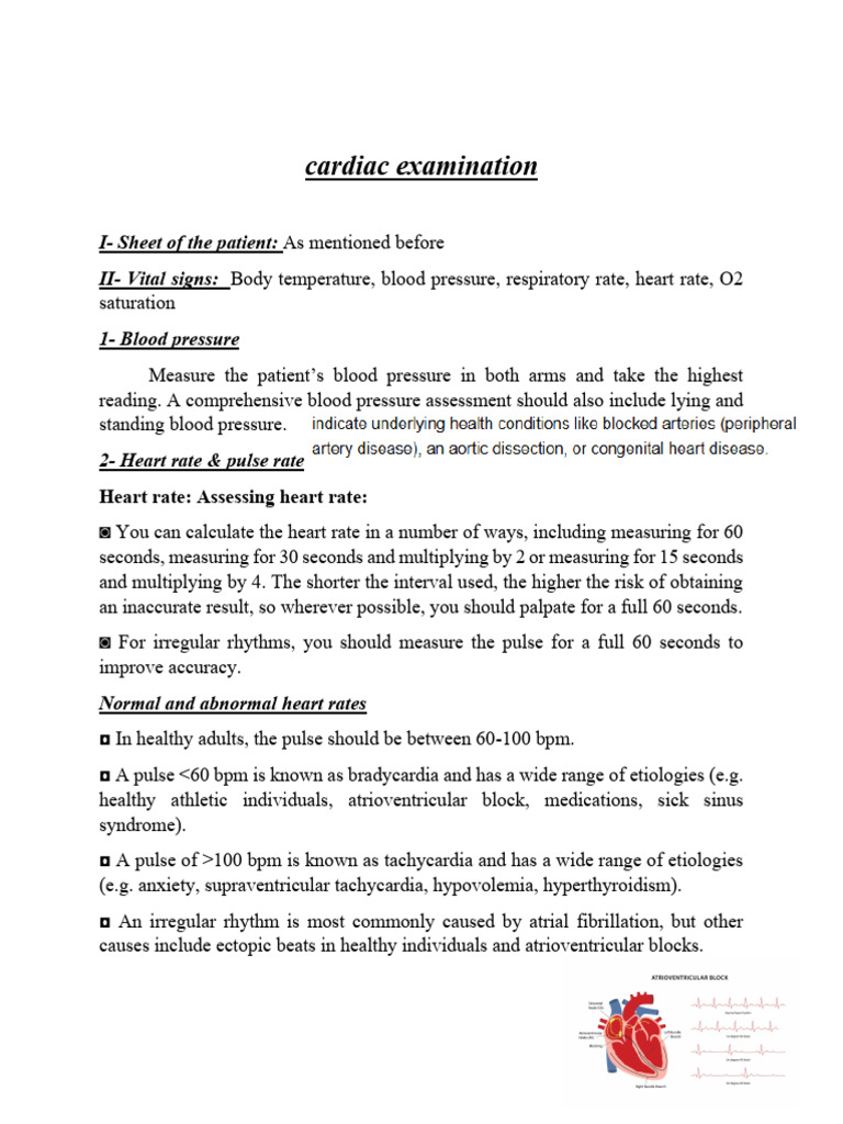 Comprehensive Cardiac Examination Guide | PDF | Pulse | Heart Rate