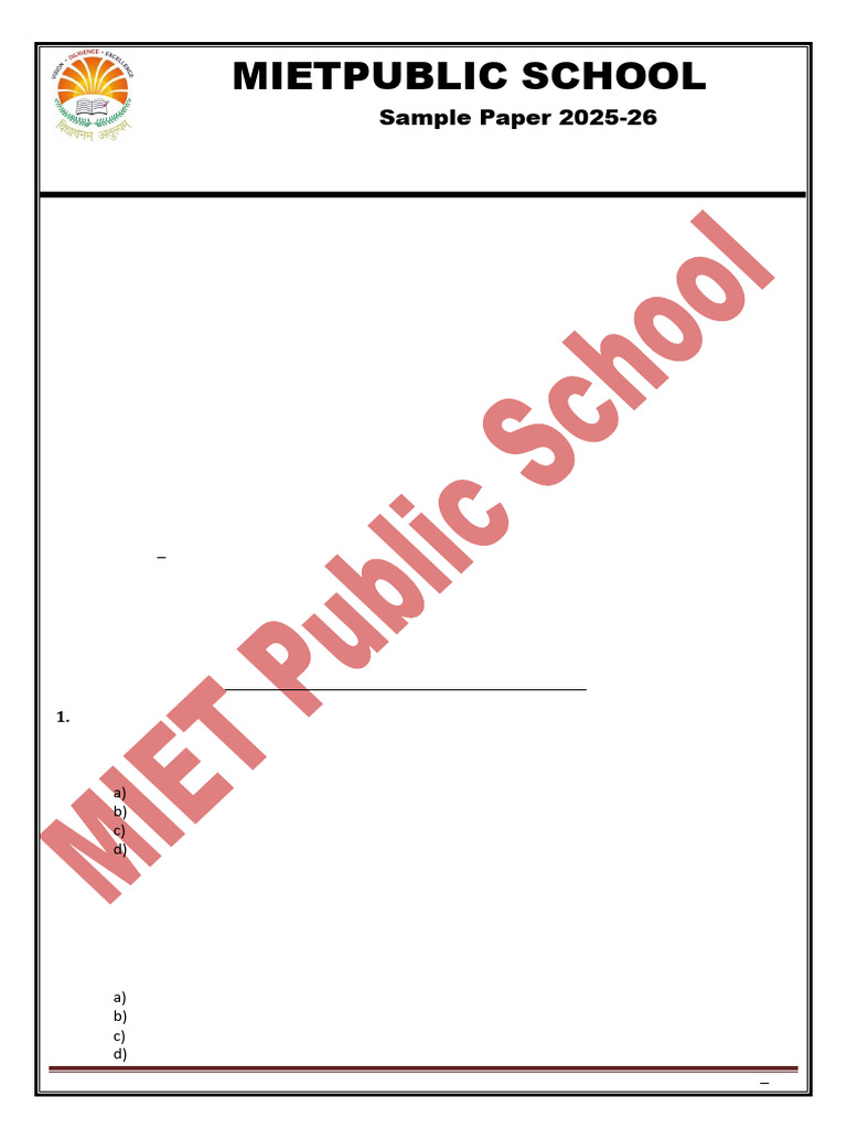 IT (402) Sample Paper Class IX 25-26 (1) | PDF | Random Access Memory ...