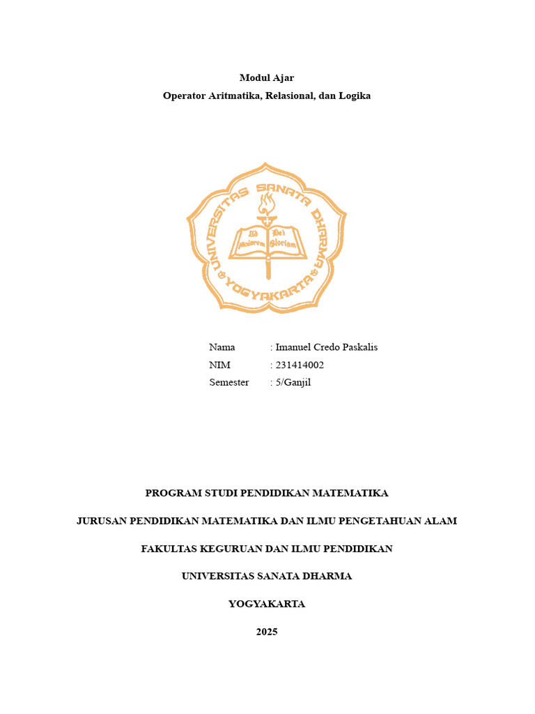 Modul Ajar Pyhton: Operator Aritmatika, Relasional, Dan Logika | PDF