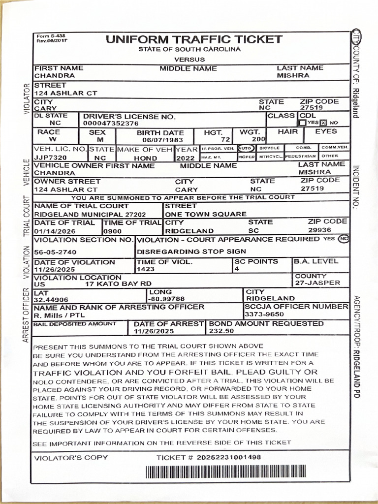 Uniform Traffic Ticket | PDF