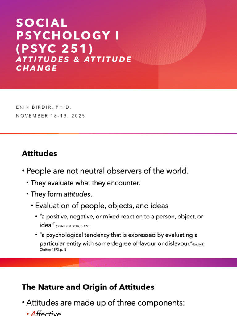 Attitudes AttitudeChange(W8) 251NCC | PDF | Attitude (Psychology ...