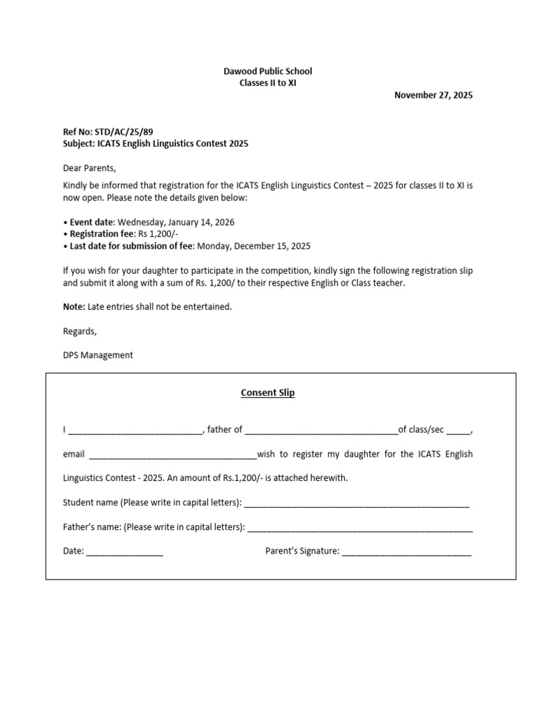 ICATS English Linguistic Contest 2025 | PDF