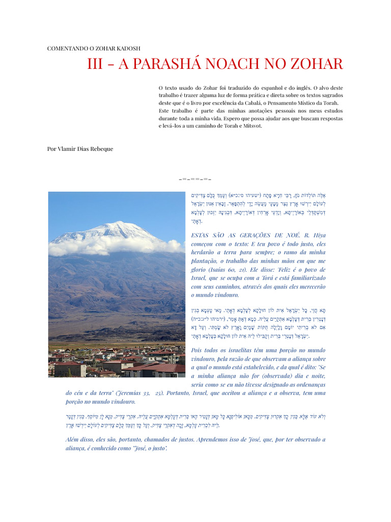 3 - A Parashá Noach | PDF | Espiritualidade | Esoterismo