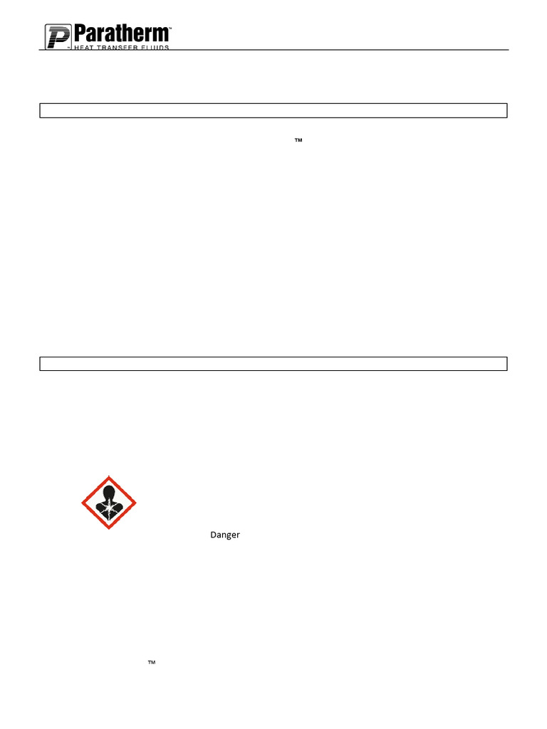 Safety Data Sheet for PARATHERM NF | PDF | Personal Protective ...