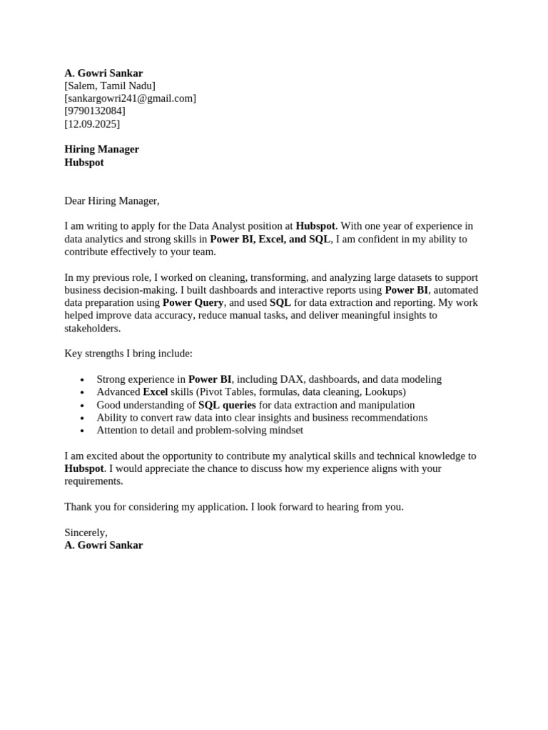 Hubspot Cover Letter | PDF